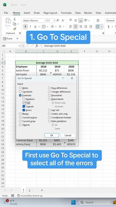 Two methods for replacing errors in Excel. 🤓 Which would you use?! #excel #tutorial - YouTube