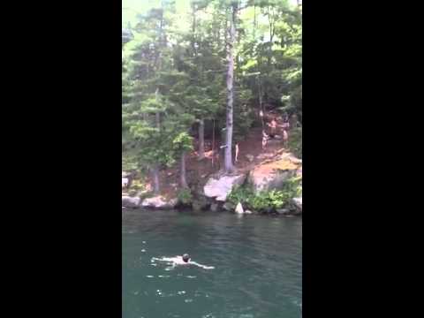Maeve Gleason on the Trickey Pond Rope Swing - YouTube