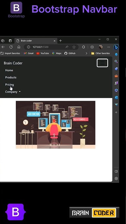 Responsive Navbar With Bootstrap 5 | Navbar Html Css #bootstrap #Navbar #shorts #braincoder ...