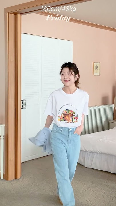 [160cm, 43kg] 따뜻한 날씨에 입기 좋은 코디 모음 😚키작녀 룩북 #ootd #데일리룩 - YouTube