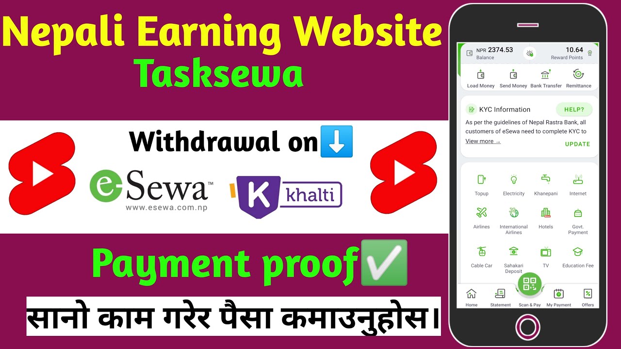 New nepali earning website||Nepali earning app|Esewa earning app|khalti ...