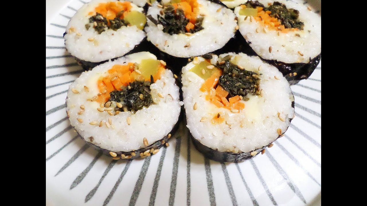 seasoned thistle cheese gimbap _ 곤드레치즈김밥 - YouTube