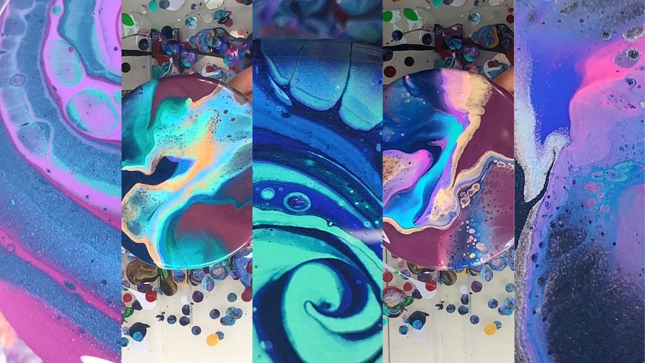 [34] Acrylic pouring compilation on wood coasters | Dutch pour, Ring ...