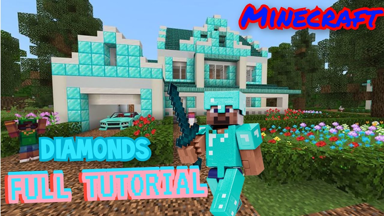 DIAMOND HOUSE IN MINECRAFT WITH FULL TUTORIAL - YouTube
