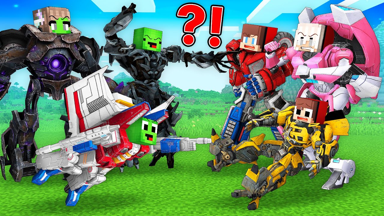 JJ and Mikey Became TRANSFORMERS Battle in Minecraft - Maizen - YouTube