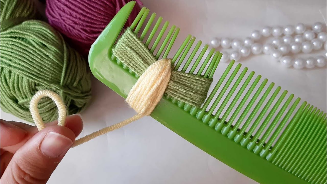 So Cute idea with Hair comb and yarn😍 easy sewing hacks - YouTube
