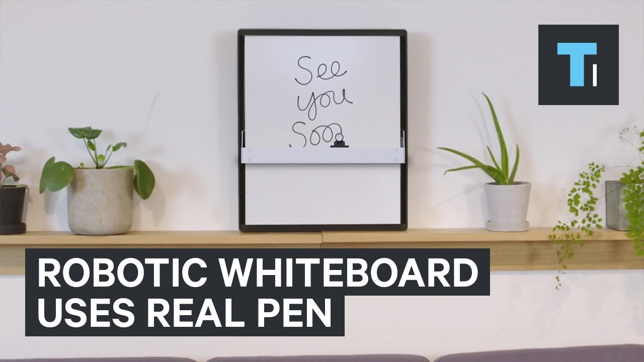 This robotic whiteboard uses an actual pen to draw your messages - YouTube