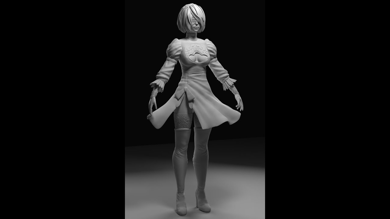 nier automata 2b sculpt blender final (ver1) - YouTube