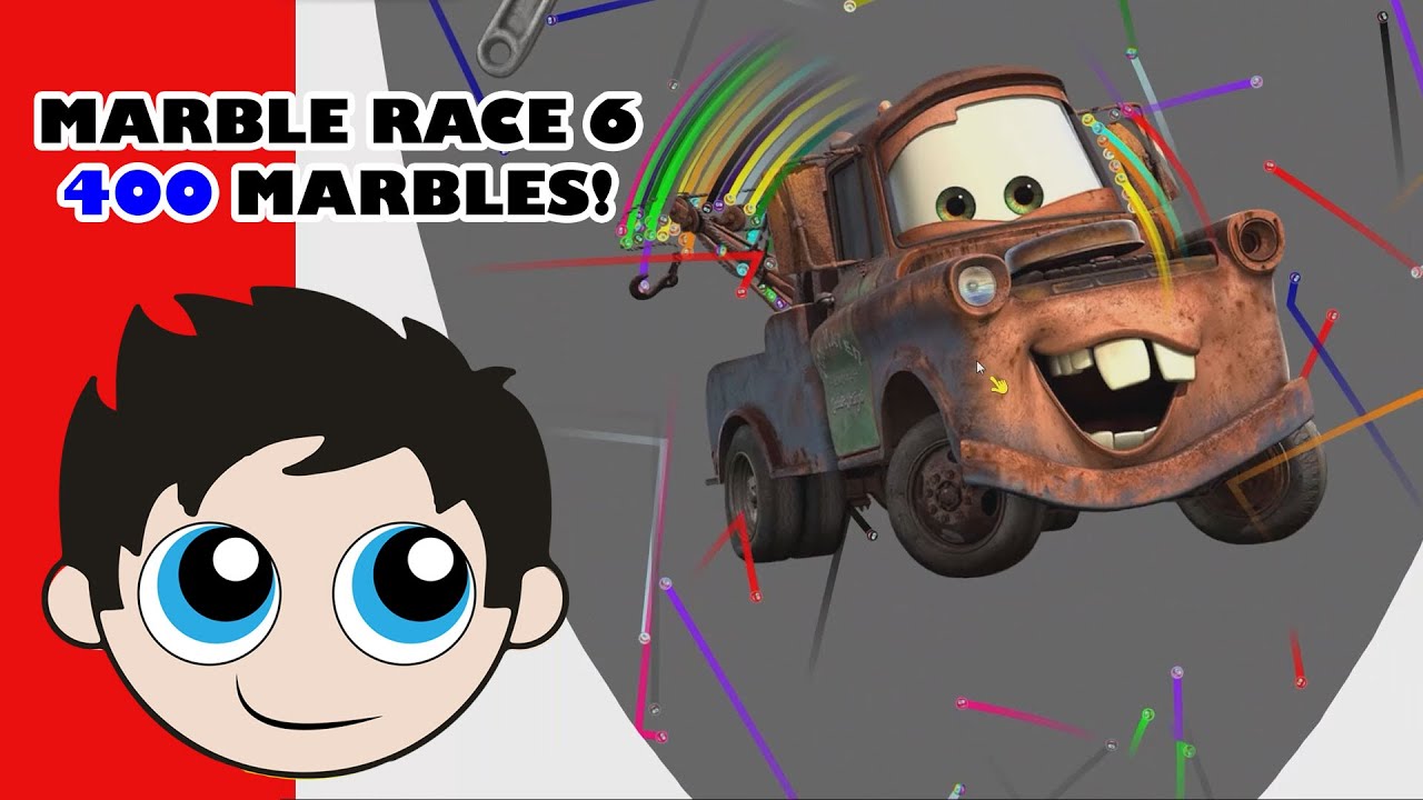 Marble Race 6 - 400 MARBLES - Algodoo - Disney Pixar Theme - Kinder ...
