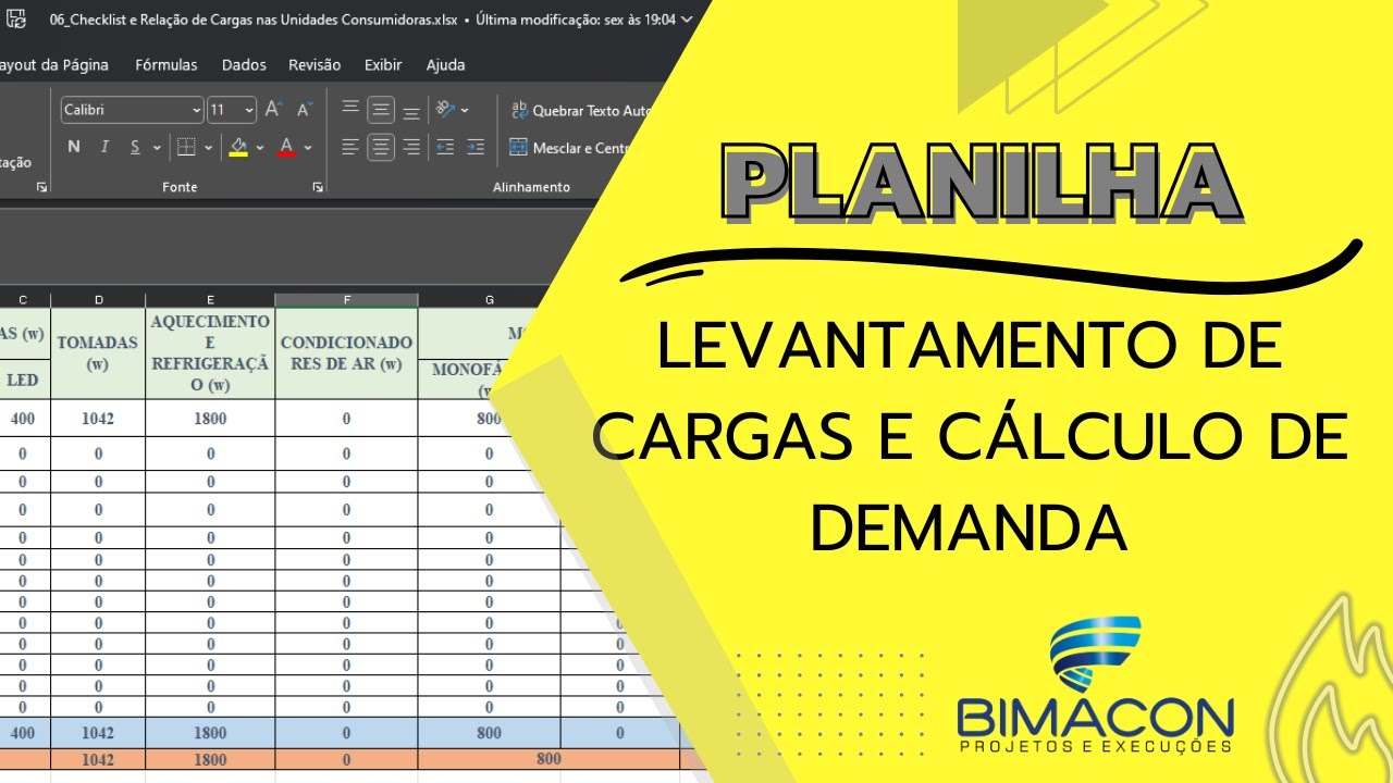PLANILHA Levantamento de Cargas e Cálculo de Demanda CEMIG - YouTube