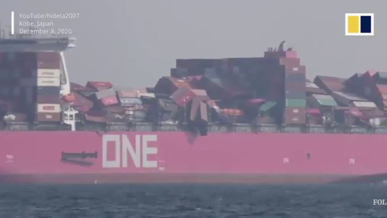 Cargo ship lost 1800 containers - YouTube