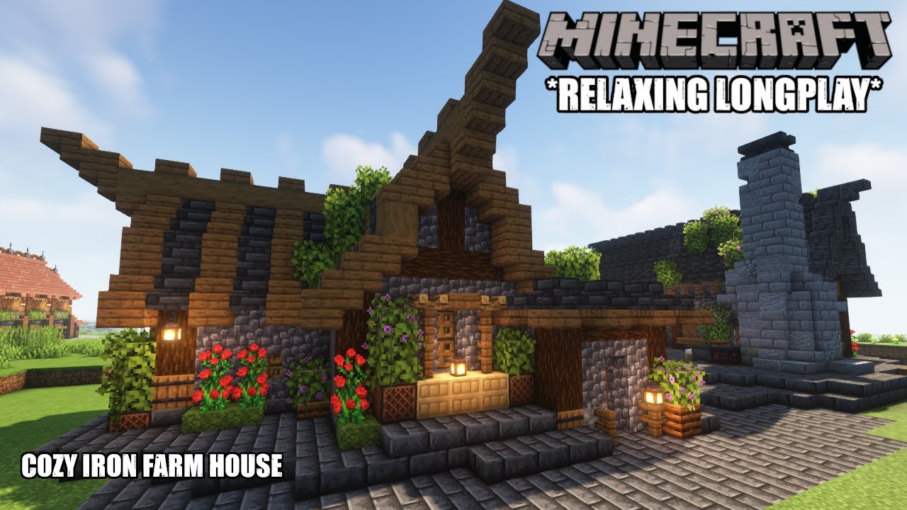 Minecraft Relaxing Longplay - BUILDING a COZY IRON FARM HOUSE (no ...