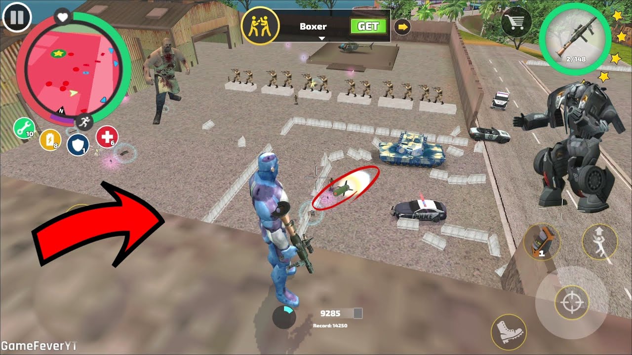 Rope Hero Vice Town - 6.7.5 (Rope Hero on Army Base with Blue BB Car ...