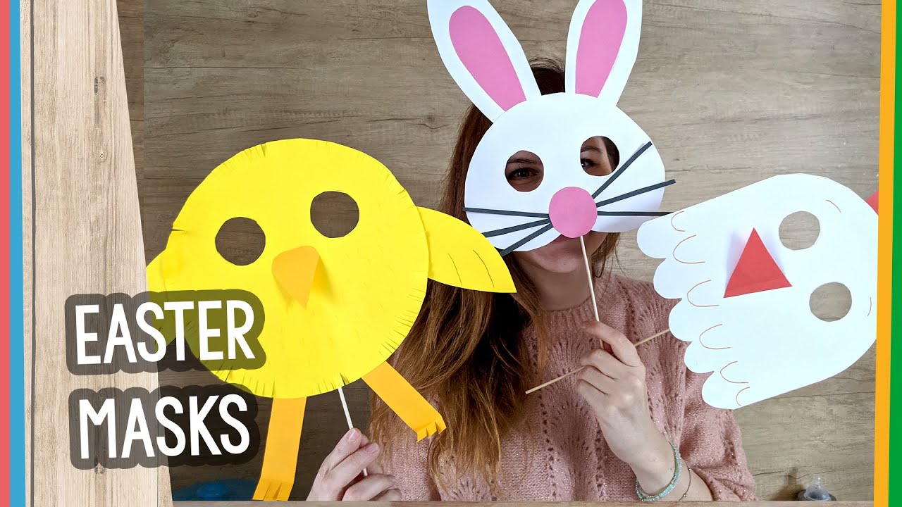 3 Easter craft IDEAS for paper masks - bunny hen and chicken - YouTube