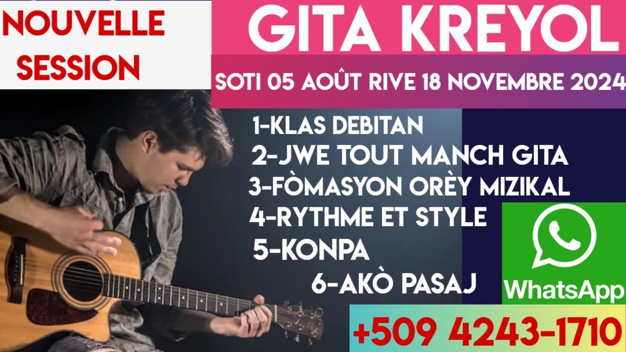 APRANN JWE GITA KOU ANLIY AVEK GITA KREYOL MEN BON KONPA - YouTube