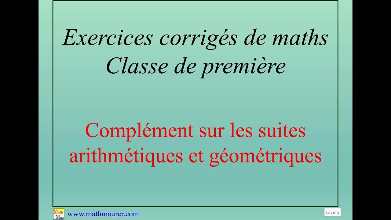 Exercice corrigé sur une suite quotient définie par récurrence à l'aide ...