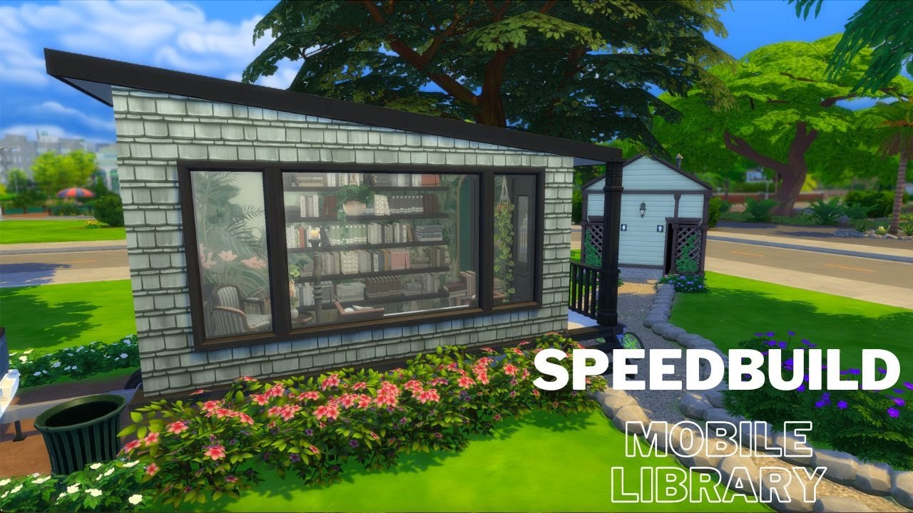 BUILDING A MOBILE LIBRARY IN THE SIMS 4 - SPEEDBUILD - YouTube