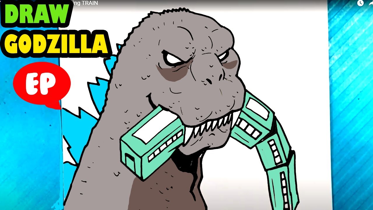 EASY How to Draw GODZILLA Eating TRAIN - YouTube