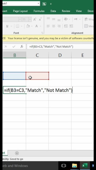 Ms Excel Value Match Or Not Match If Formula Msexcel Ifformula Exceltips Shortsvideo