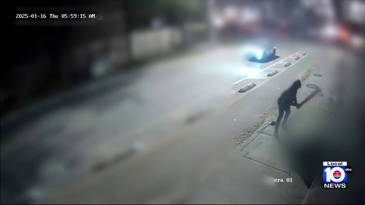 Surveillance video shows brutal Miami murder - YouTube