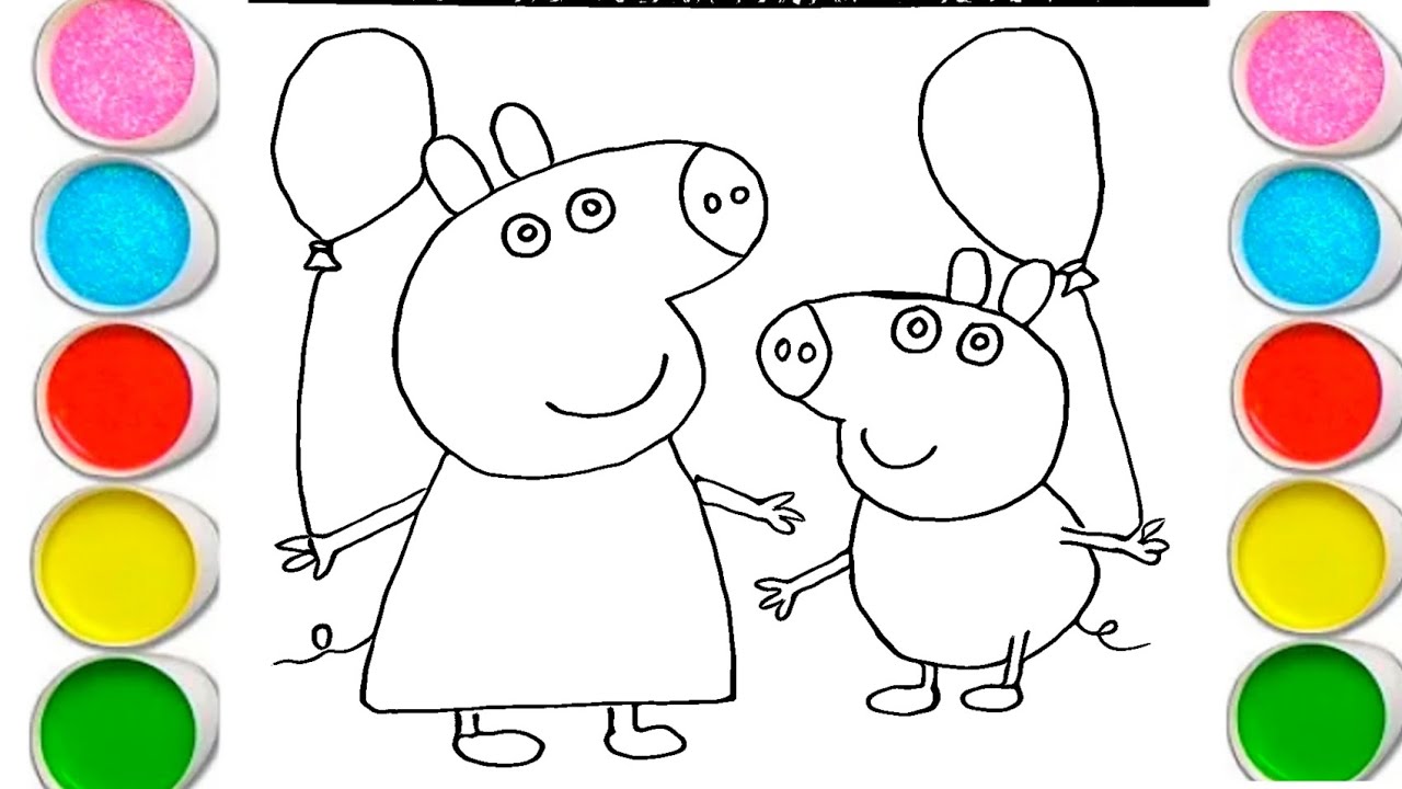 Easy Peppa Pig and George cartoon drawing step by step | Drawing for ...