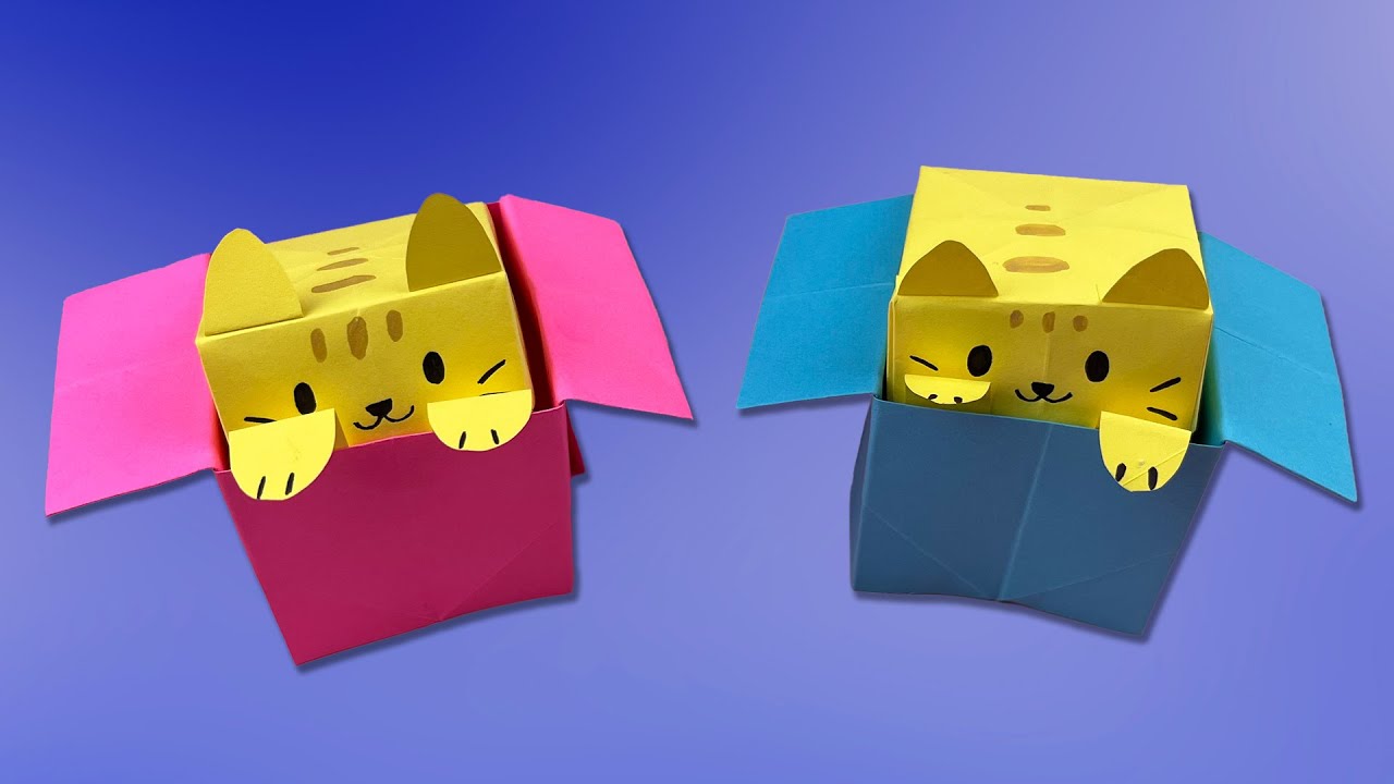 😻 How to Make a Cute Pop-out Cat Origami - YouTube