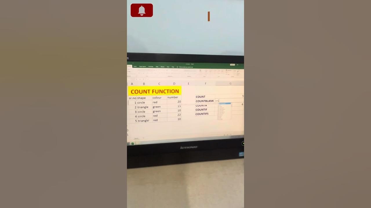 Count Function MS Excel | #uniquecollege #sarfarazsir - YouTube