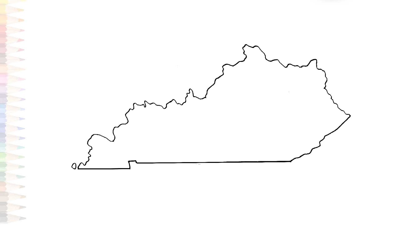 Kentucky Map drawing | Outline drawings | How to draw Kentucky Map step ...