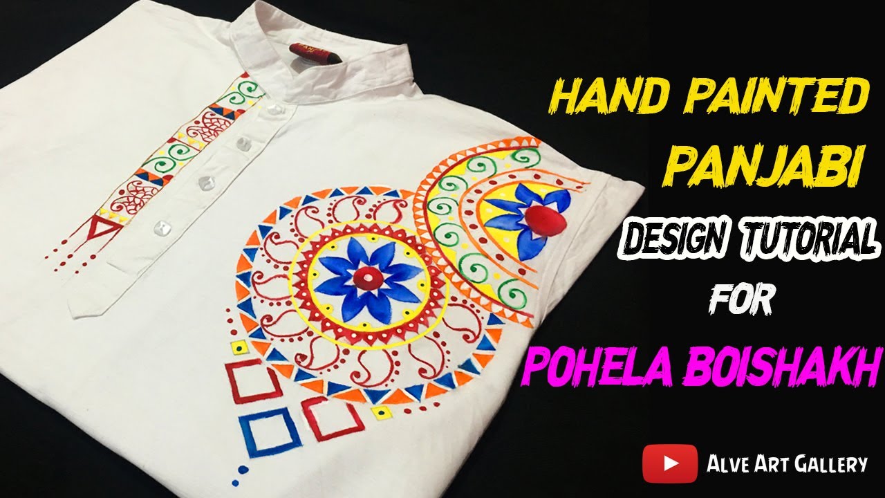 Hand Painted Panjabi Design for Pohela Boishakh | Mandala Design On ...