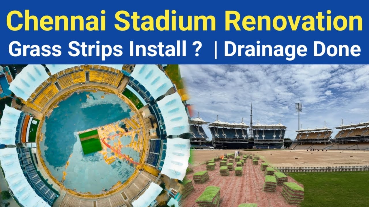 Chepauk Stadium Chennai Renovation | Grass Strips Installation ...