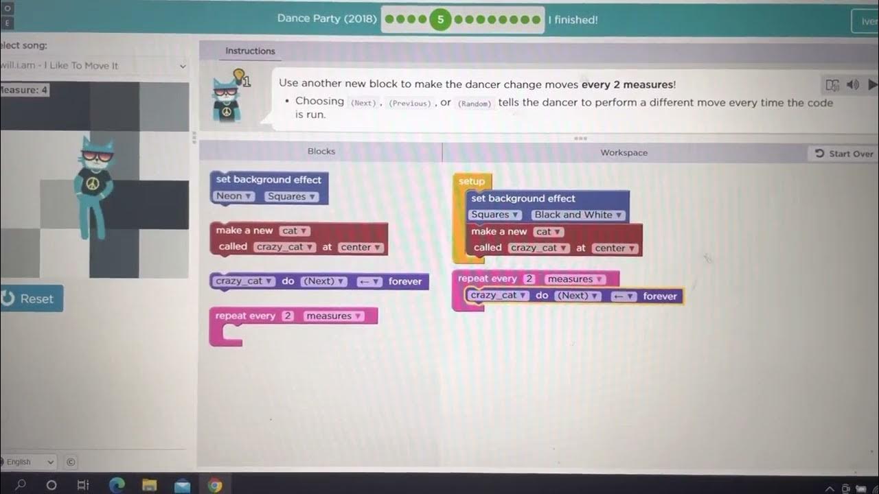 Code.org Dance Party (2018) Level 5 - YouTube