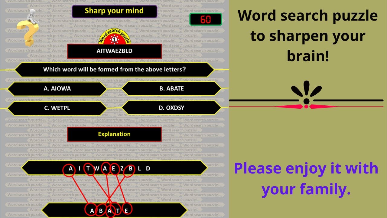 Word search puzzle to sharpen your brain! Word search puzzle with ...