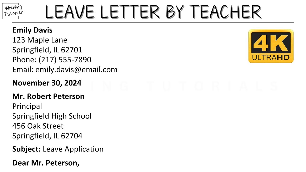 How To Write Leave Letter by Teacher with Sample and Explanation ...