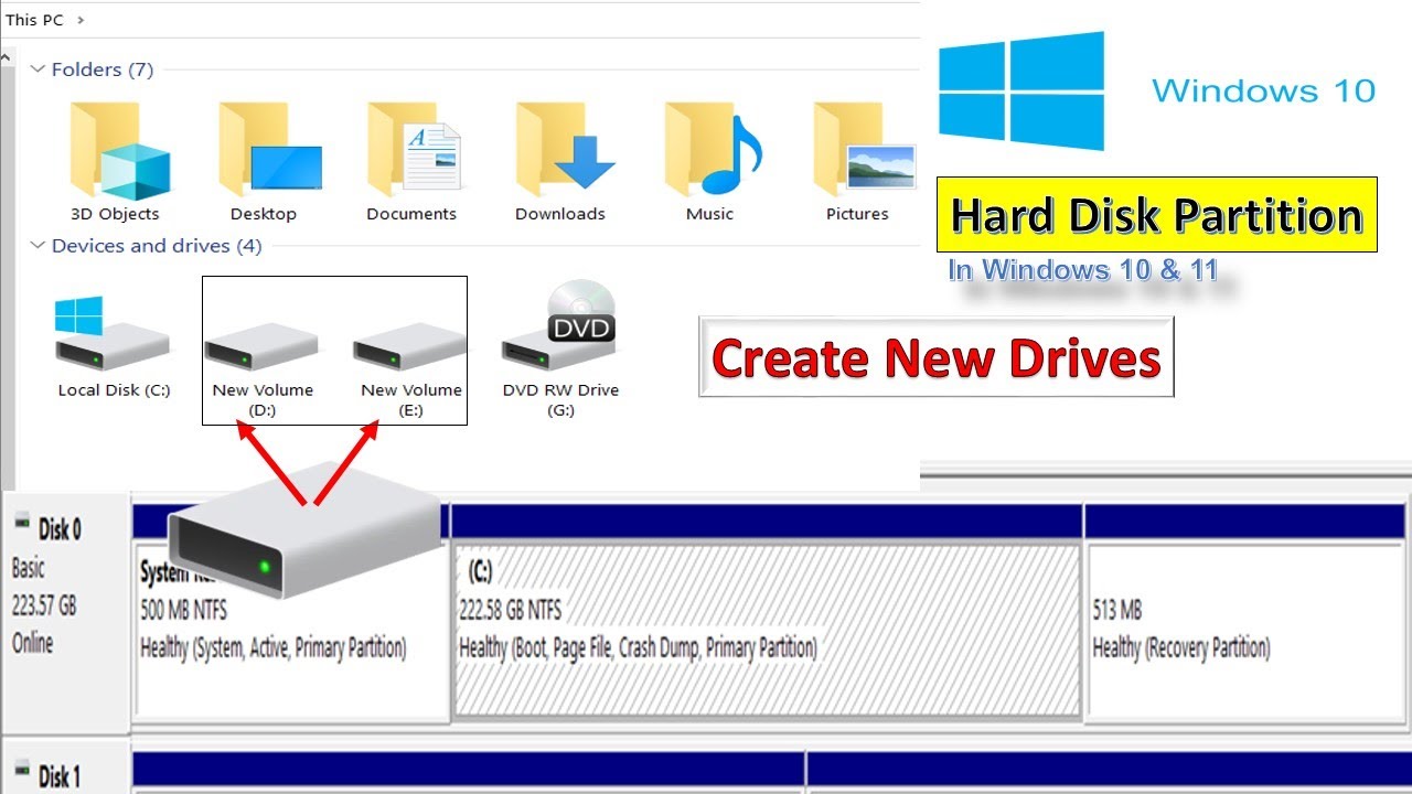 Hard Disk Partition In Windows 10 And 11 How To Create Disk Partition Create New Drive In