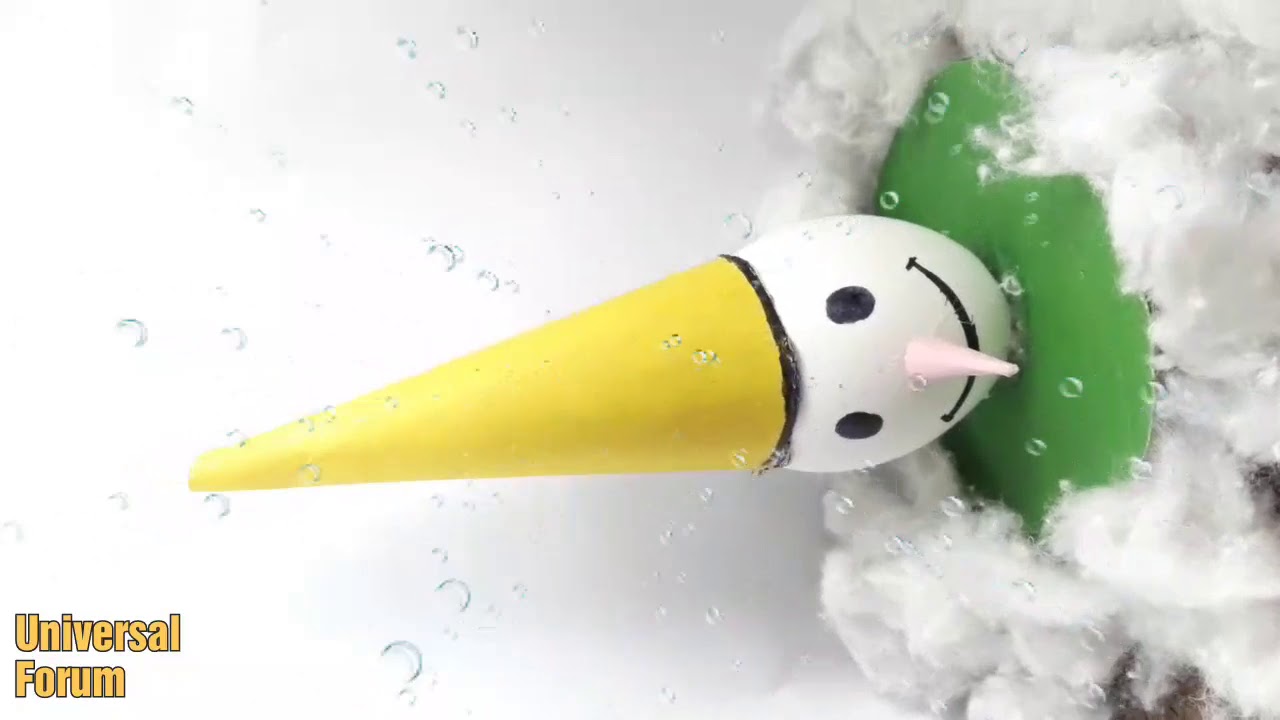 How to make an Egg shell Snowman|creative easy||Universal Forum - YouTube