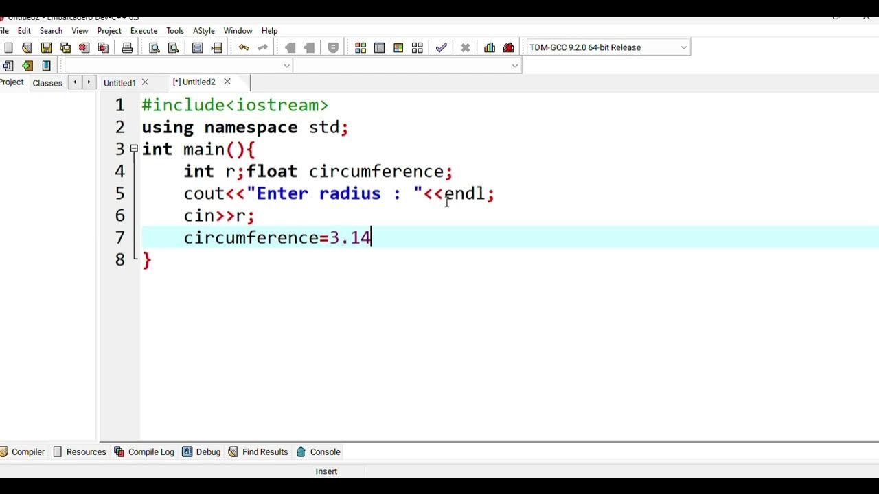 C++ Program for Circumference of a circle | step by step tutorial - YouTube