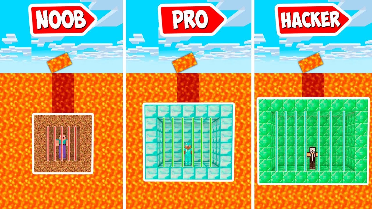Minecraft SAFEST WAY OUT OF UNDERGROUND LAVA JAIL in Noob vs Pro ...