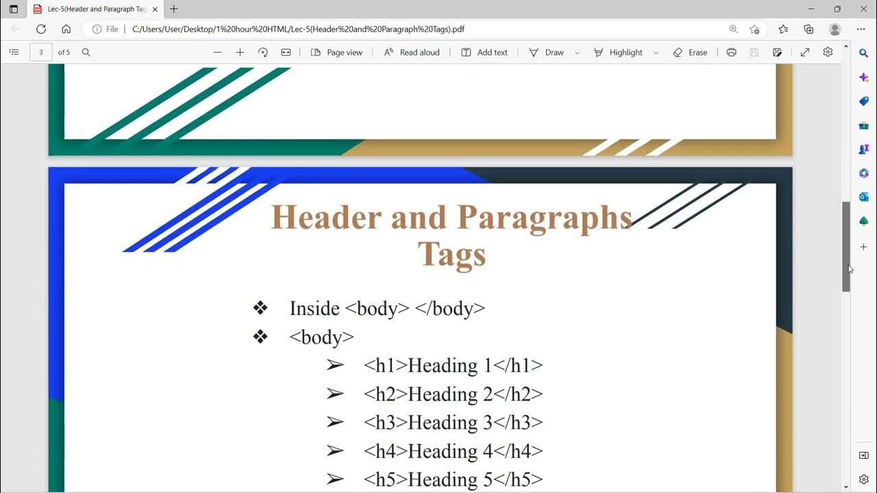 Header and Paragraph Tags - YouTube