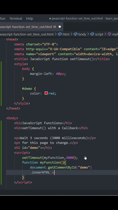 Javascript Function Set Timeout Javascript Function Settimeout Shorts Youtube 