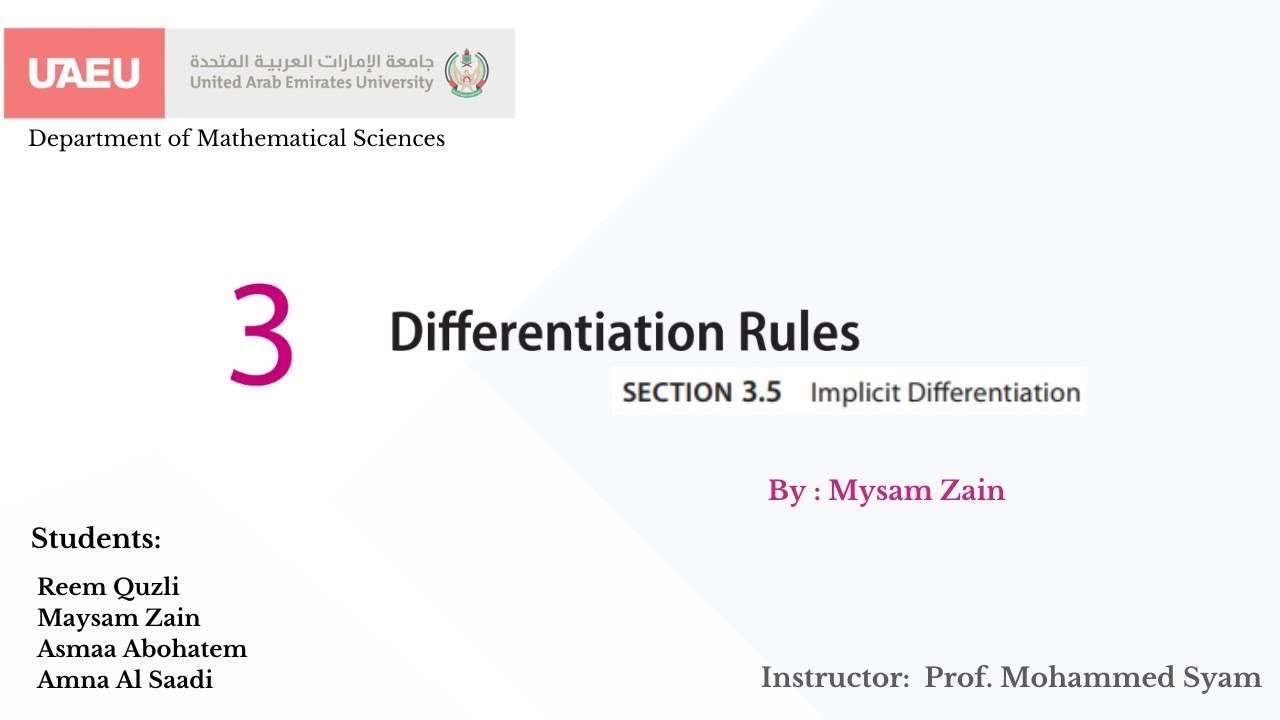 calculus 1 - section 3.5 Implicit Differentiation - part 1 - YouTube