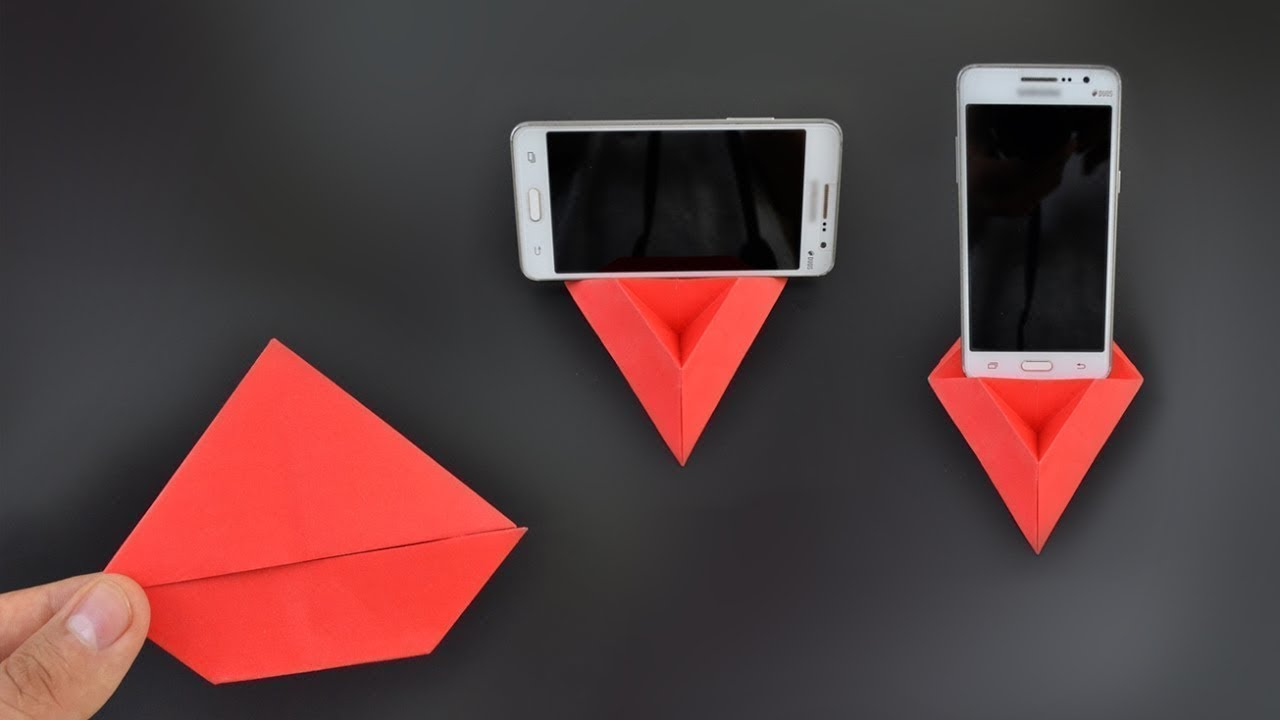 How To Make A FREE Paper Phone Stand / DIY Origami - YouTube