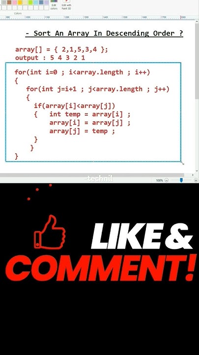 Sort an array in descending order ? #technil - YouTube