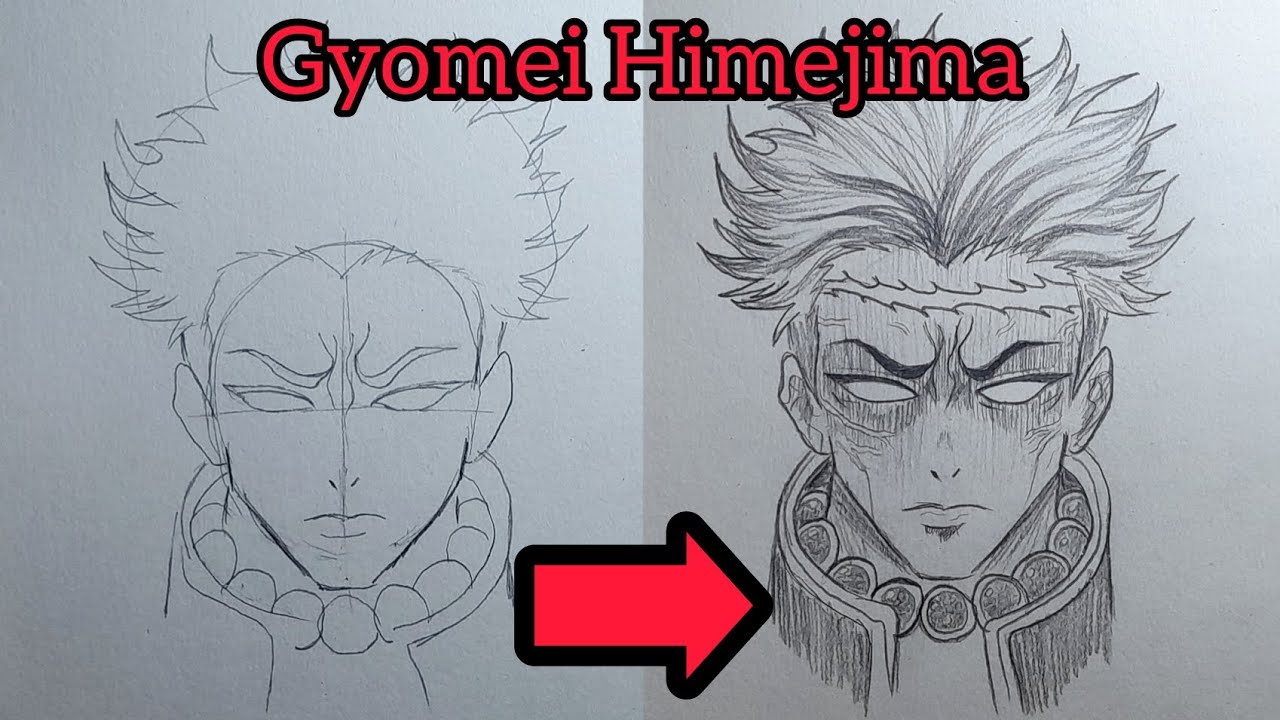 Anime drawing|How to draw Gyomei Himejima from Demin slayer|Step by ...