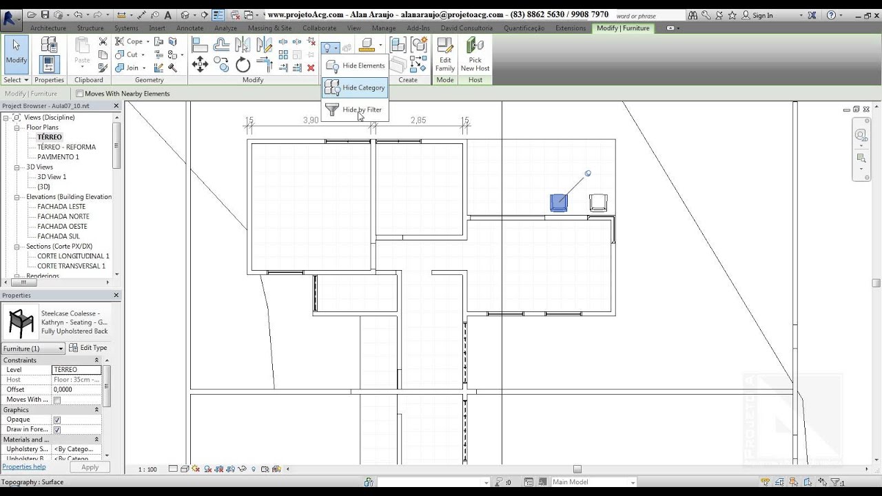 [REVIT] Como esconder elementos ou categorias - Hidein View - YouTube