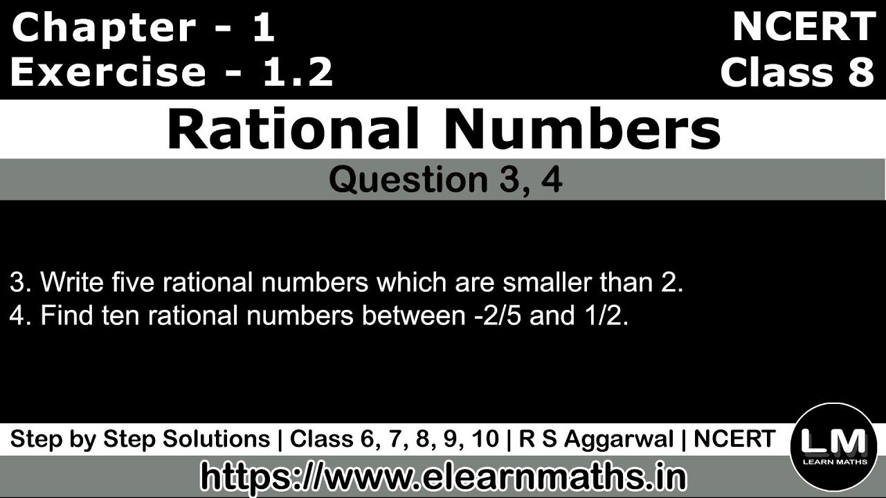 Rational Numbers | Class 8 Exercise 1.2 Question 3 - 4 | NCERT | Learn ...