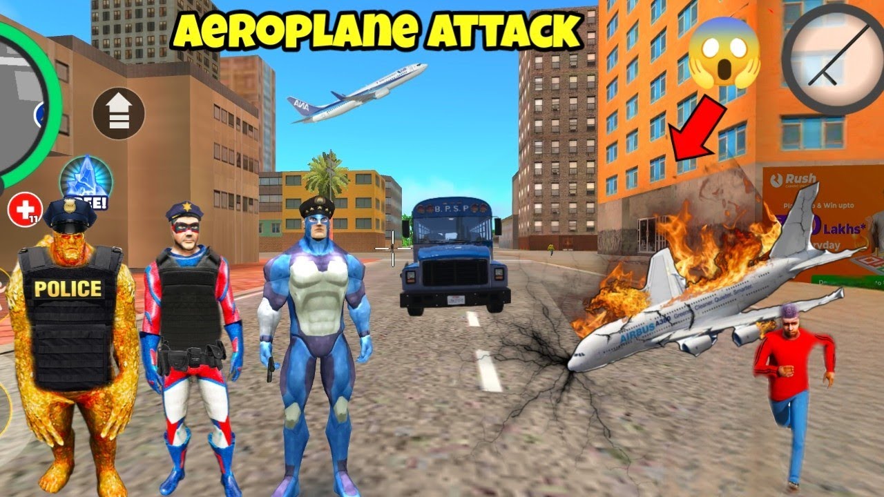 Police Rope Hero Save Vice Town From Aeroplane Attack 😱 | Rope Hero ...