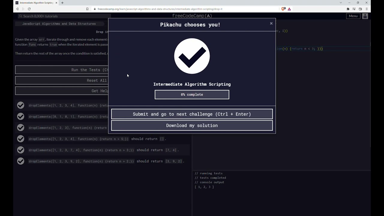 Intermediate Algorithm Scripting 1521 Drop It Freecodecamp Youtube