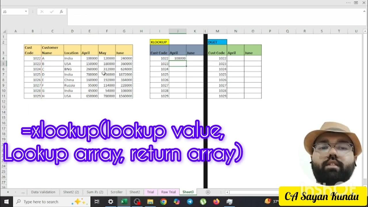 New Excel Formula DGET - Xlookup vs DGET - YouTube