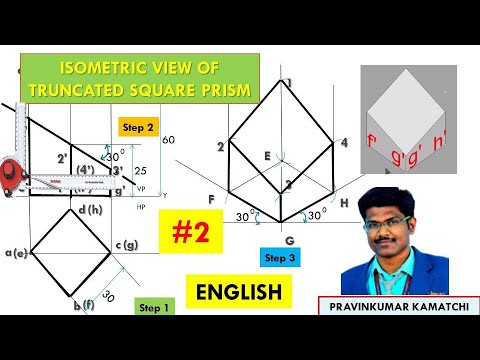 Engineering Graphics _ Isometric view of Truncated Square prism _ (ENGLISH) #EGYoucaN # ...