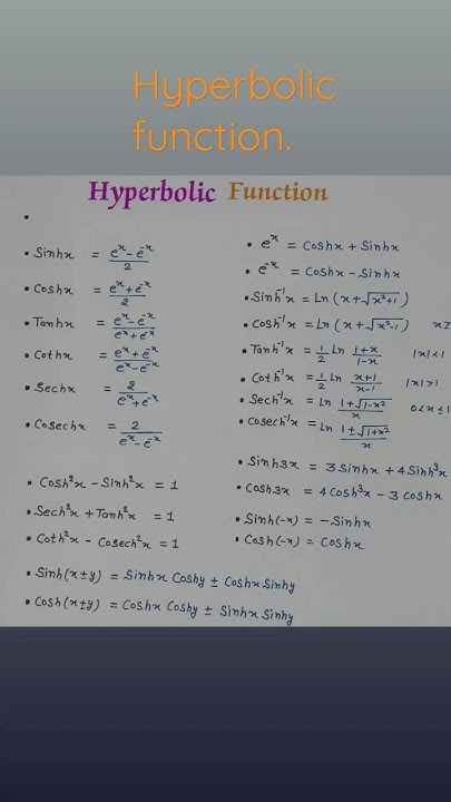 #math formulas# Hyperbolic function of the studies. ️ - YouTube